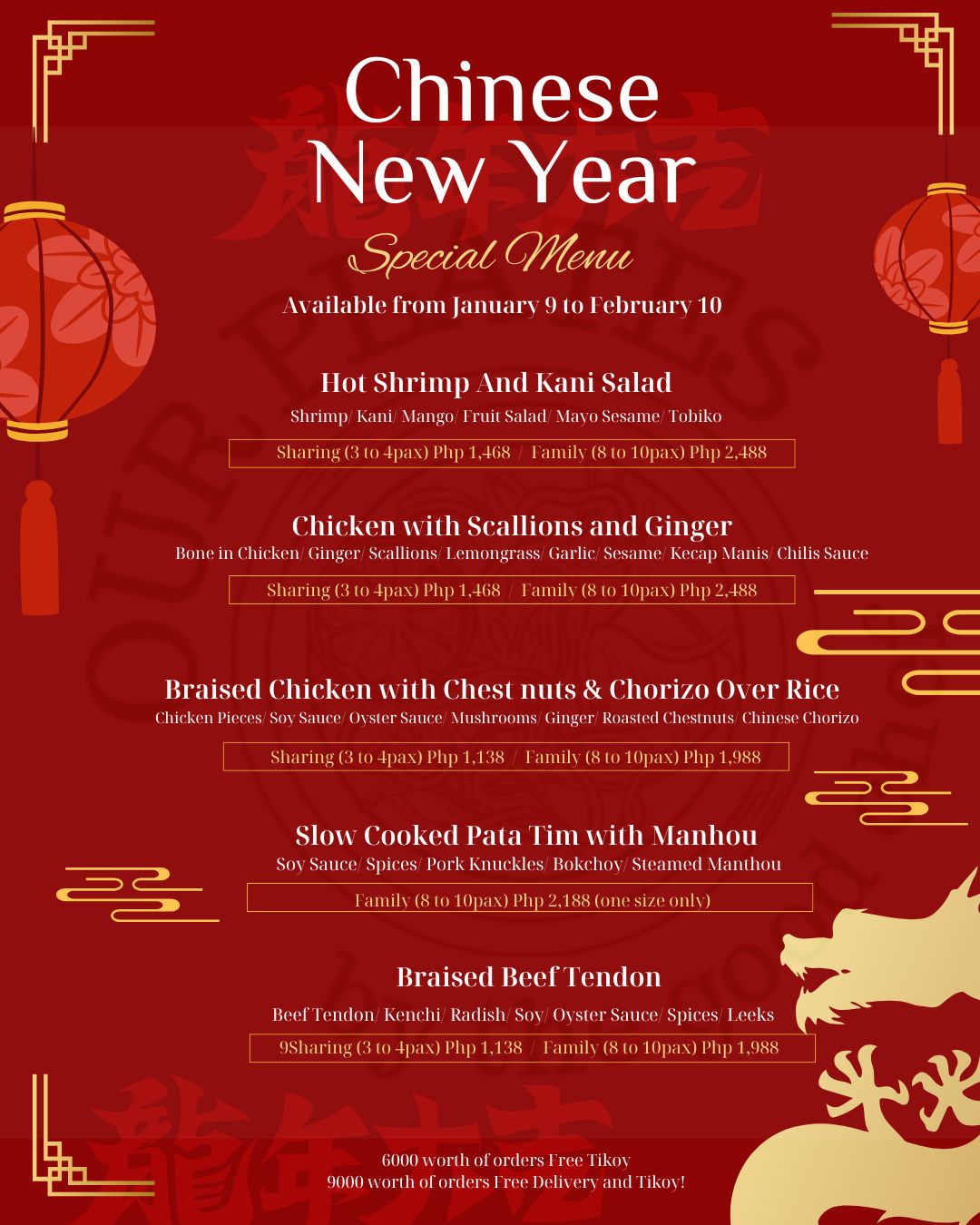 CHINESE NEW YEAR MENU – Our Plates